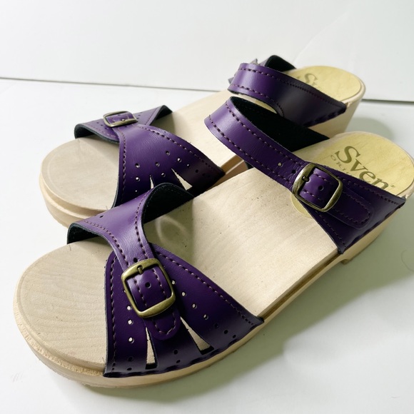 Sven | Shoes | Sven Purple Leather Sandal Clogs | Poshmark